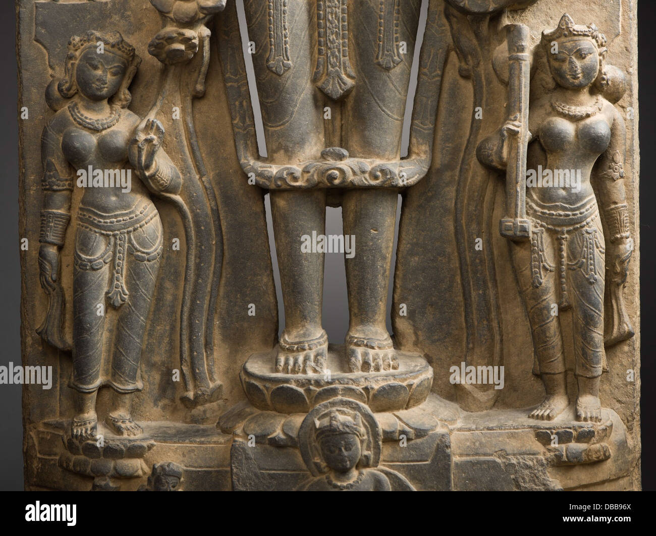 A depiction of the Hindu God Vishnu in his form as Narayana, a central ...