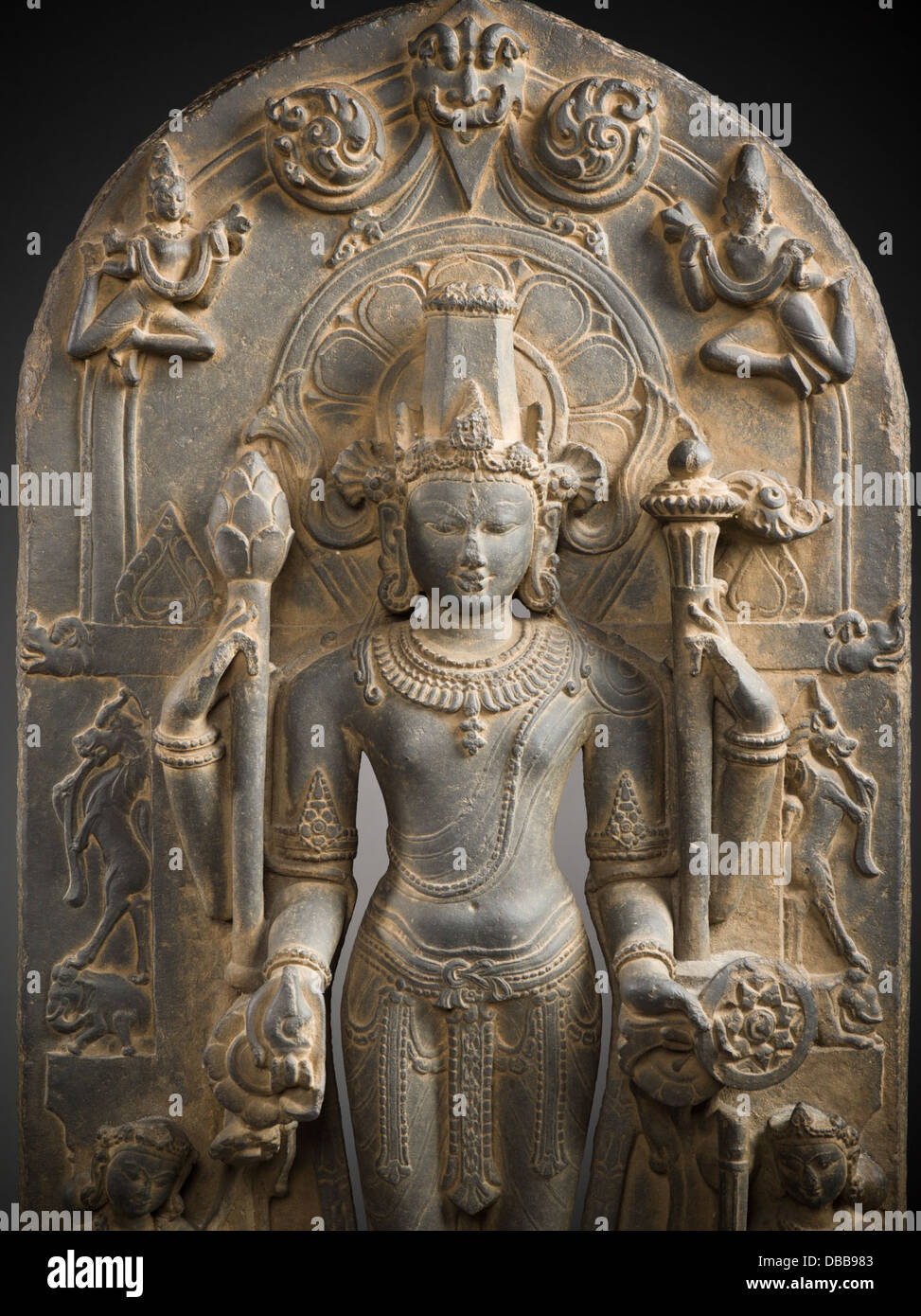 This sculpture portrays Vishnu, a central figure in Hinduism, in his ...