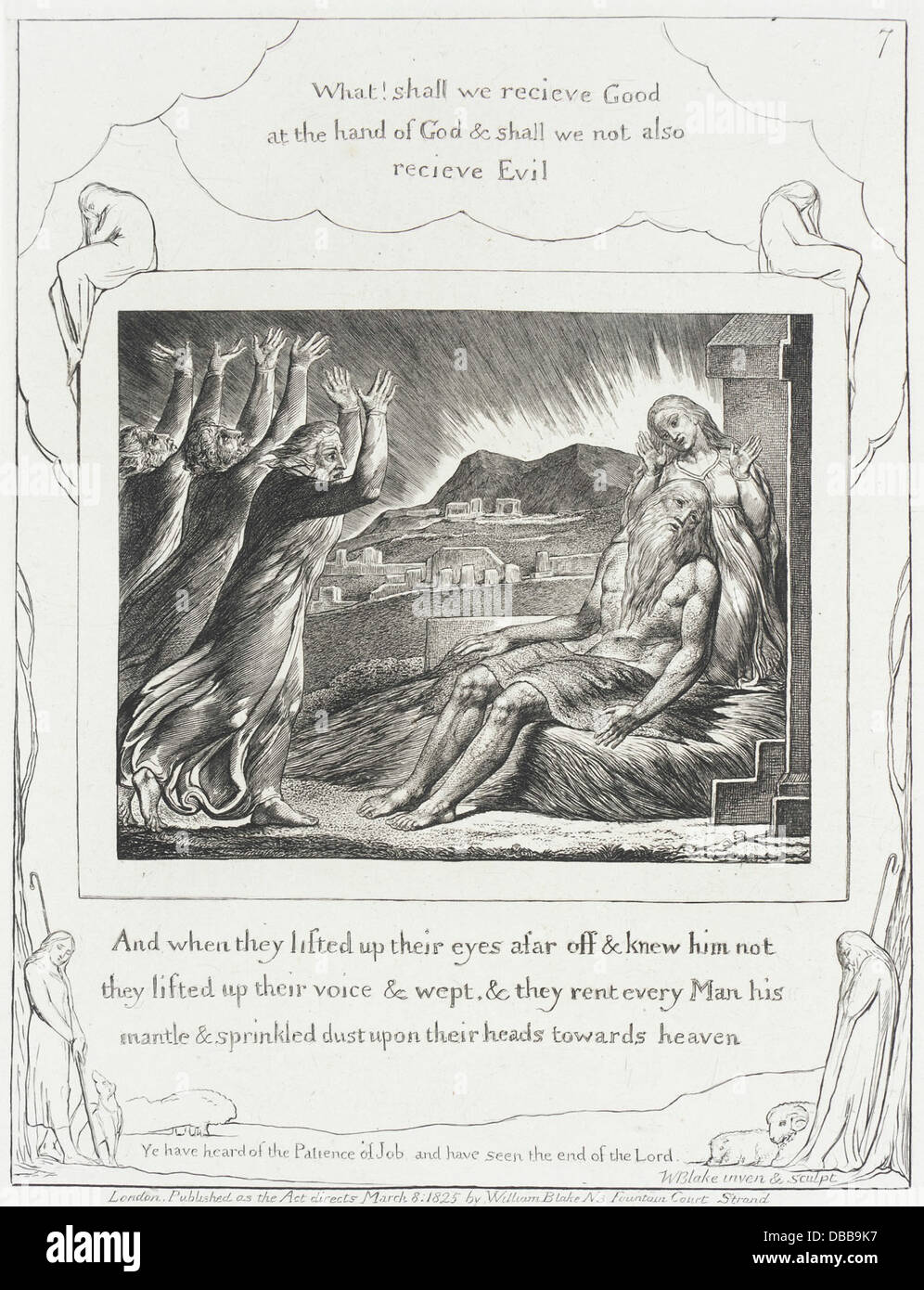 This artwork portrays the biblical story of Job and his friends as they ...