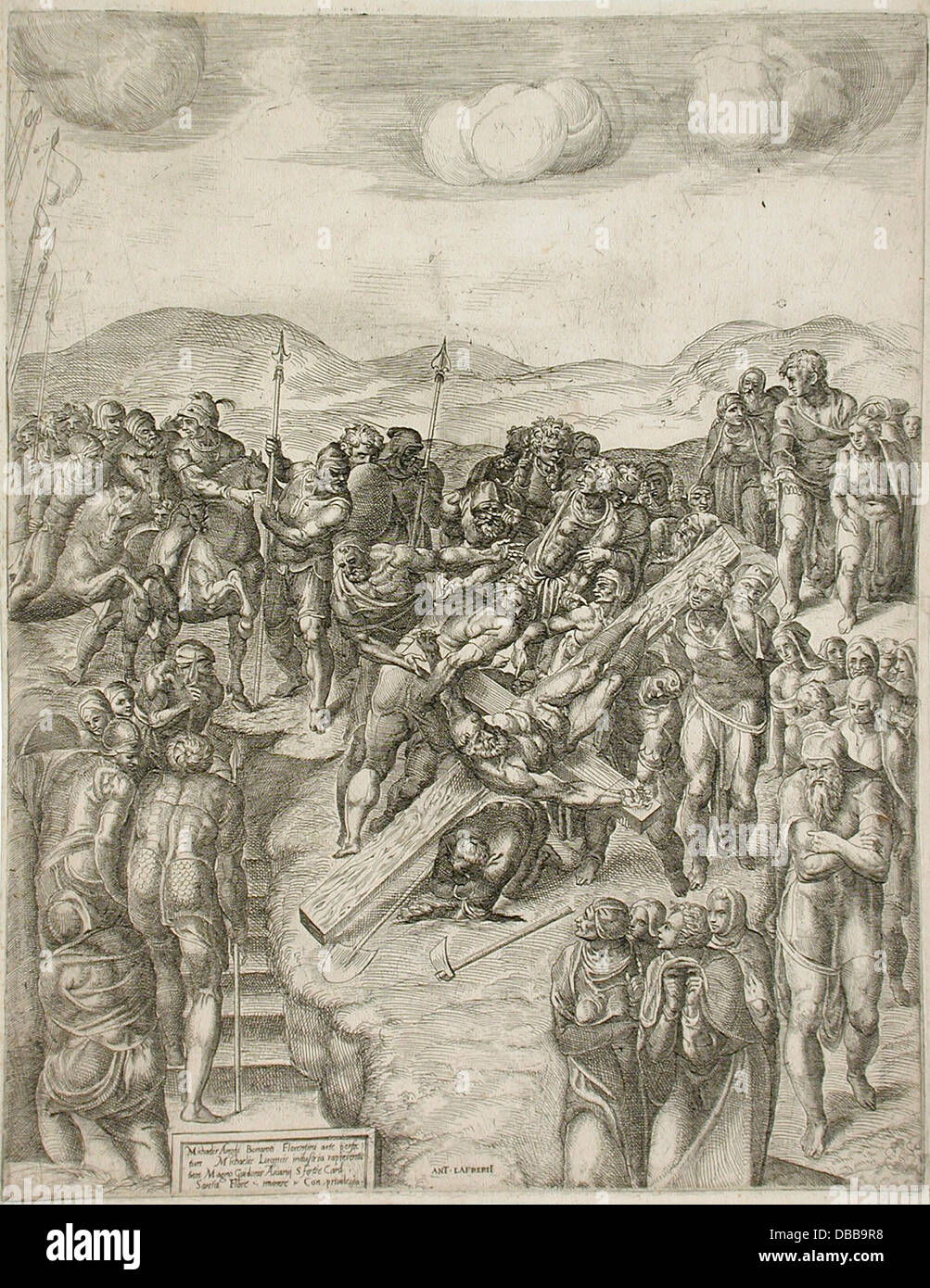 This dramatic painting depicts the martyrdom of Saint Peter, capturing ...