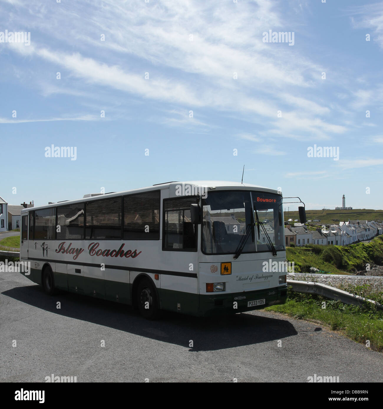 Islay coaches bus parked in Portnahaven Isle of Islay Scotland July ...