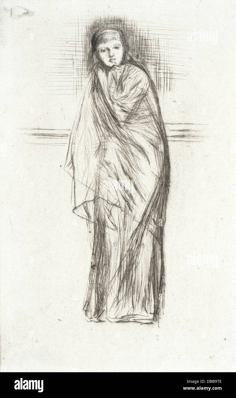 This artwork features a model at rest, captured in a moment of repose ...