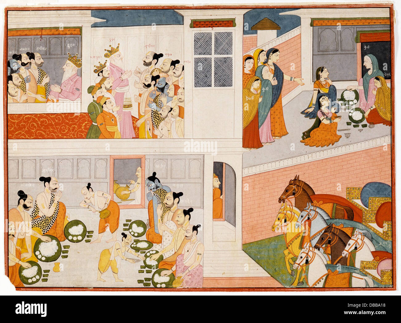 A folio depicting the Pandavas in King Drupad's court from the ...