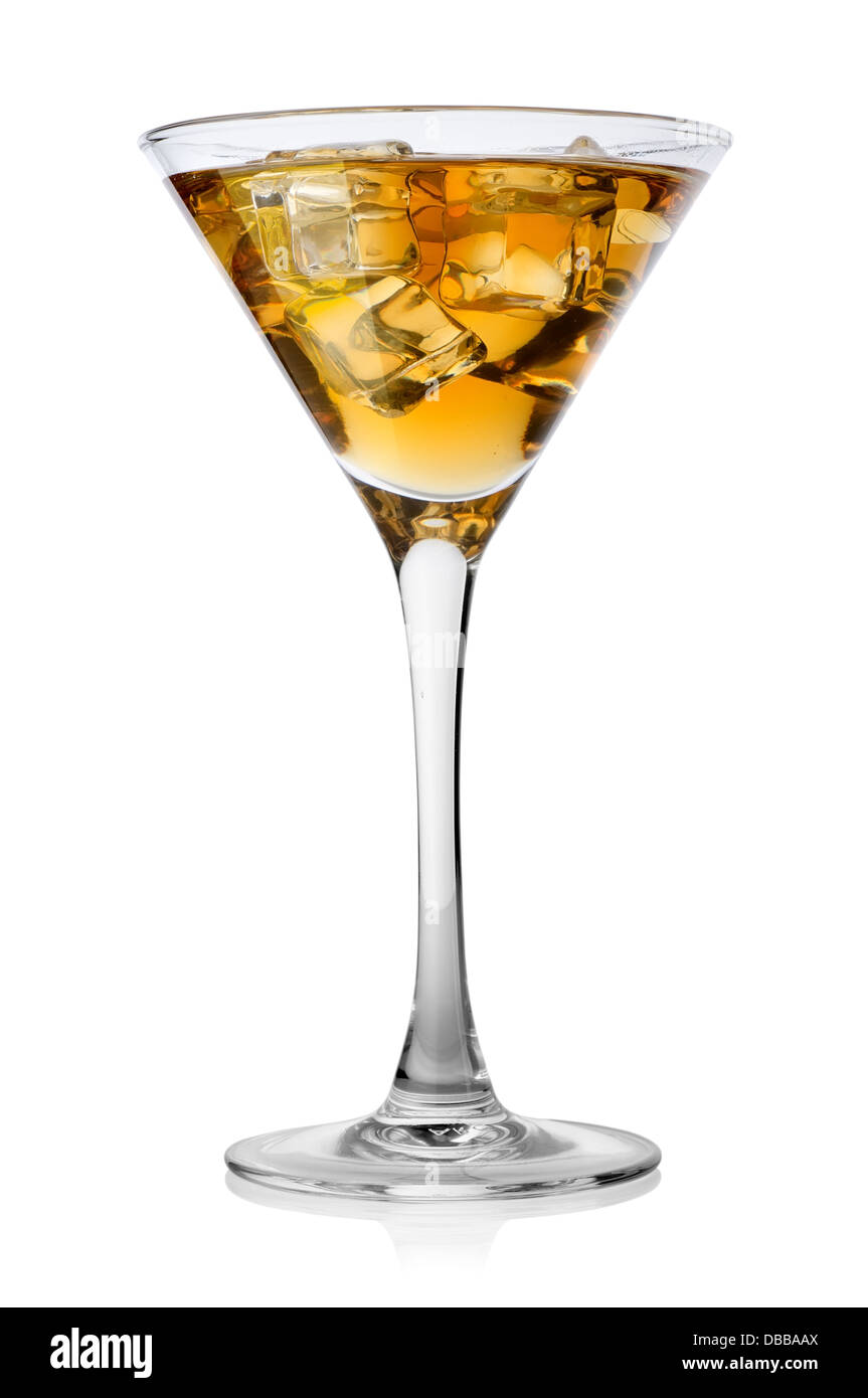 Brandy with ice in a glass isolated on a white background Stock Photo ...