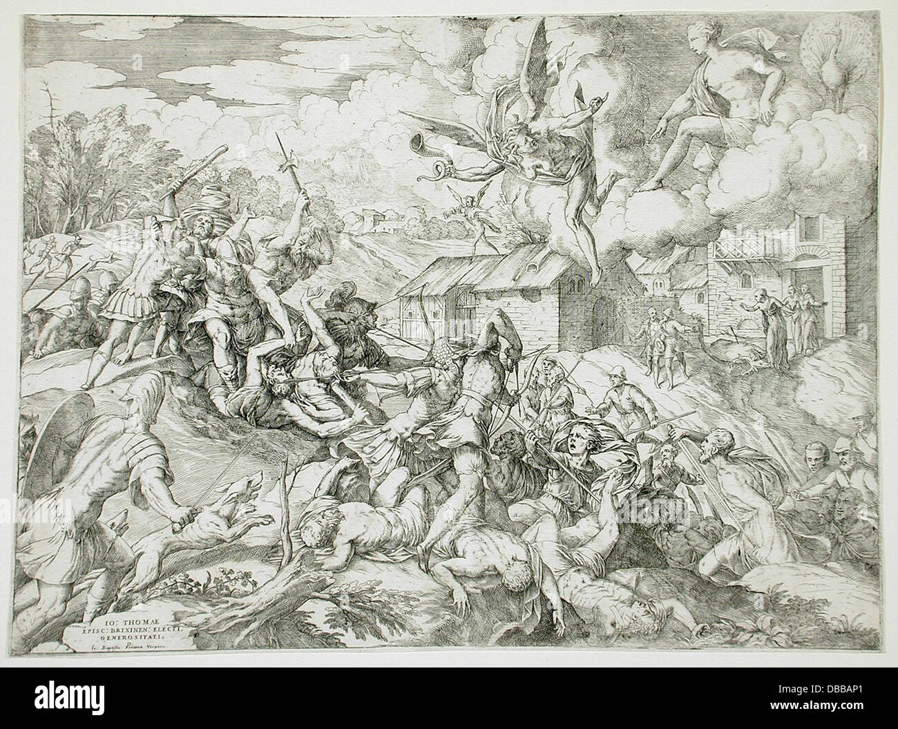 This artwork depicts the mythical battle between the servants of Aeneas ...