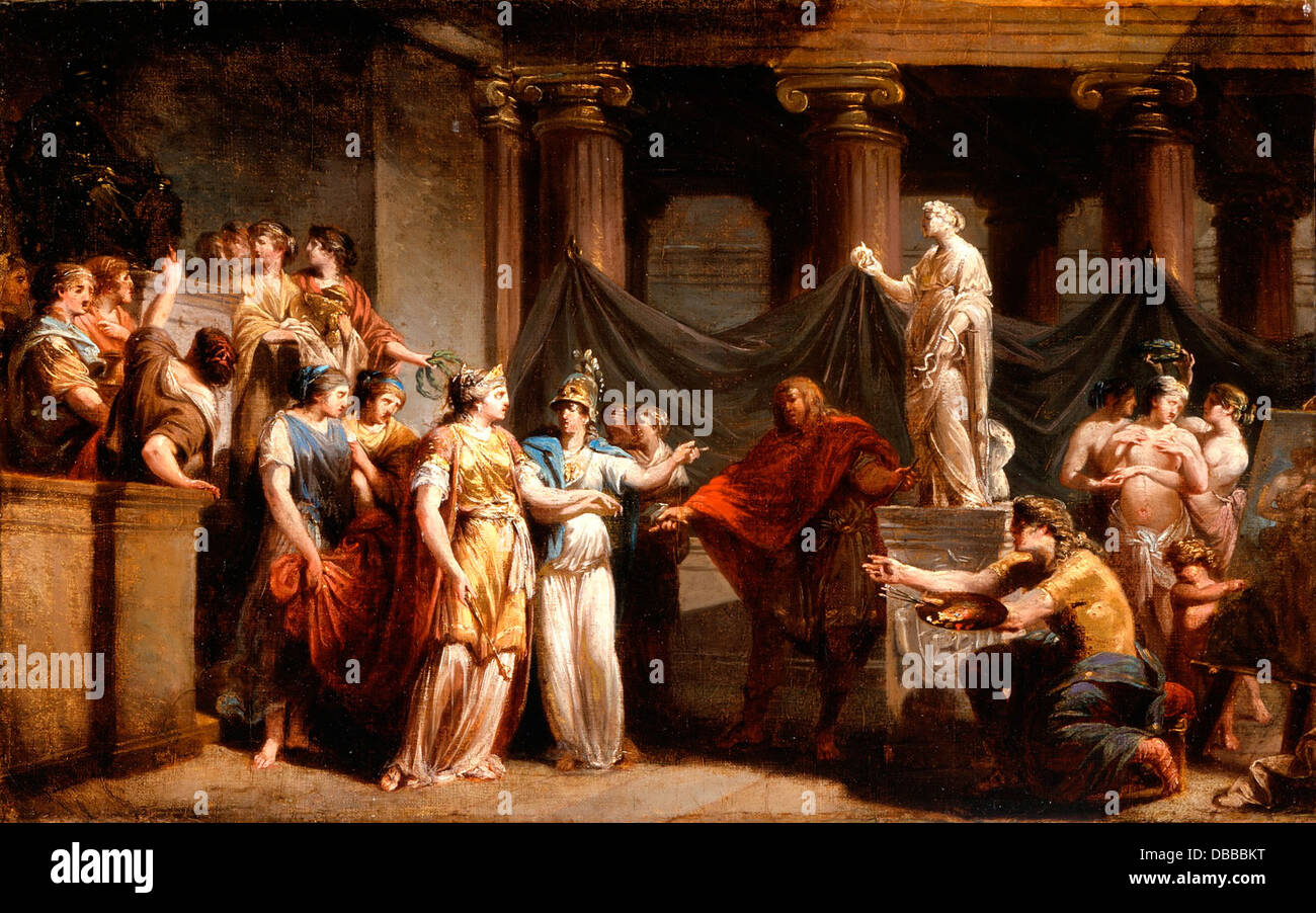 This painting depicts the Temple of the Liberal Arts, featuring the ...