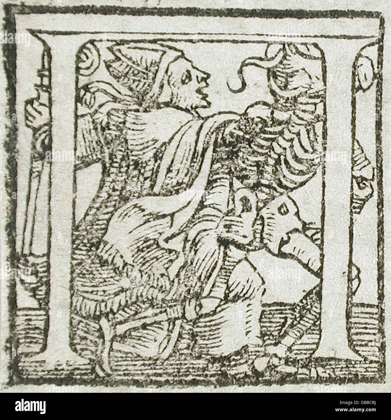 A collection of thirteen ornamental letters, featuring the letters A, E ...