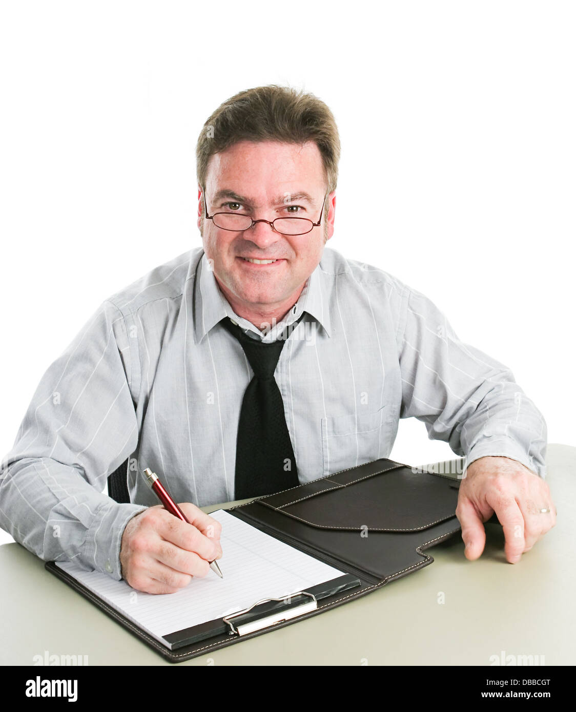Friendly, smiling businessman ready to do a job interview. Isolated on ...