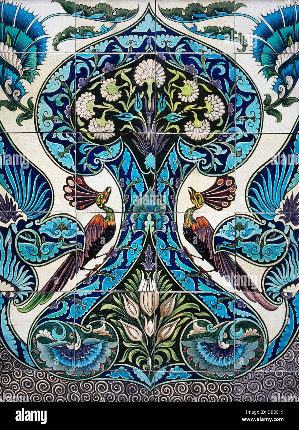 This tile panel features intricate patterns and craftsmanship ...