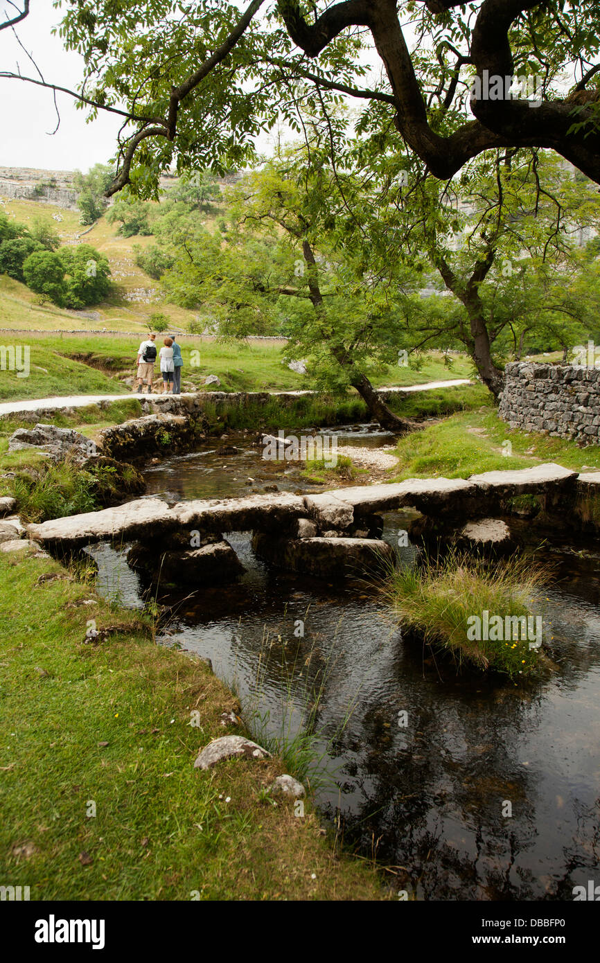 Stone clapper bridge at Malham Cove North Yorkshire Stock Photo - Alamy