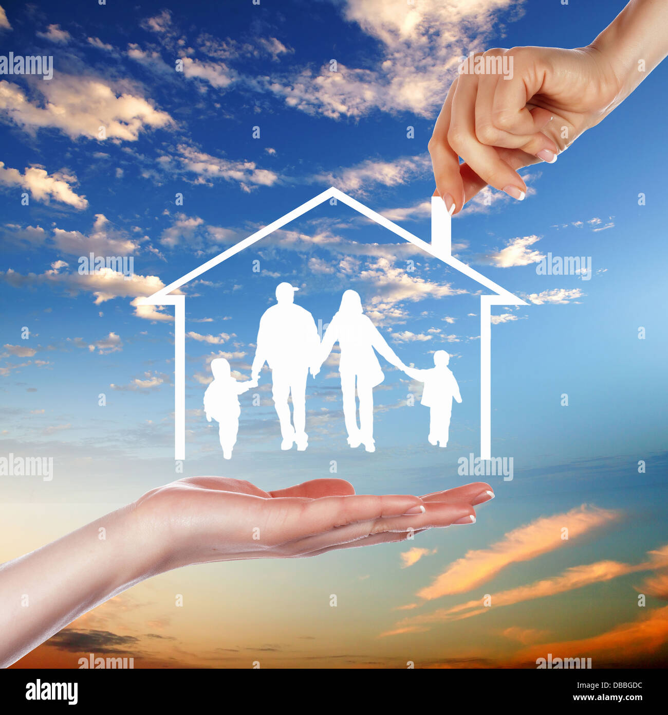 Family and house Stock Photo - Alamy