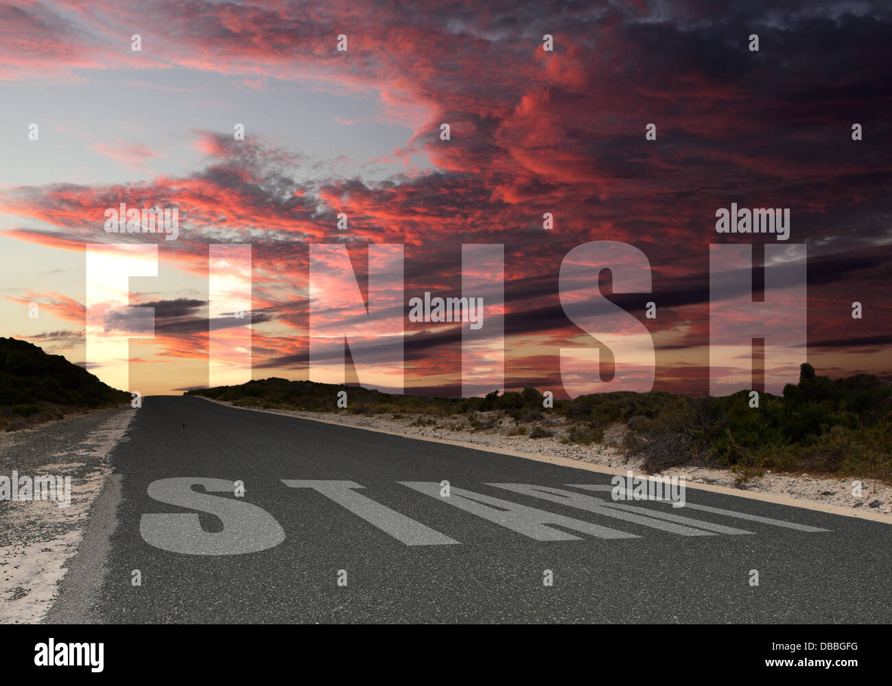 Road leading to finish Stock Photo - Alamy