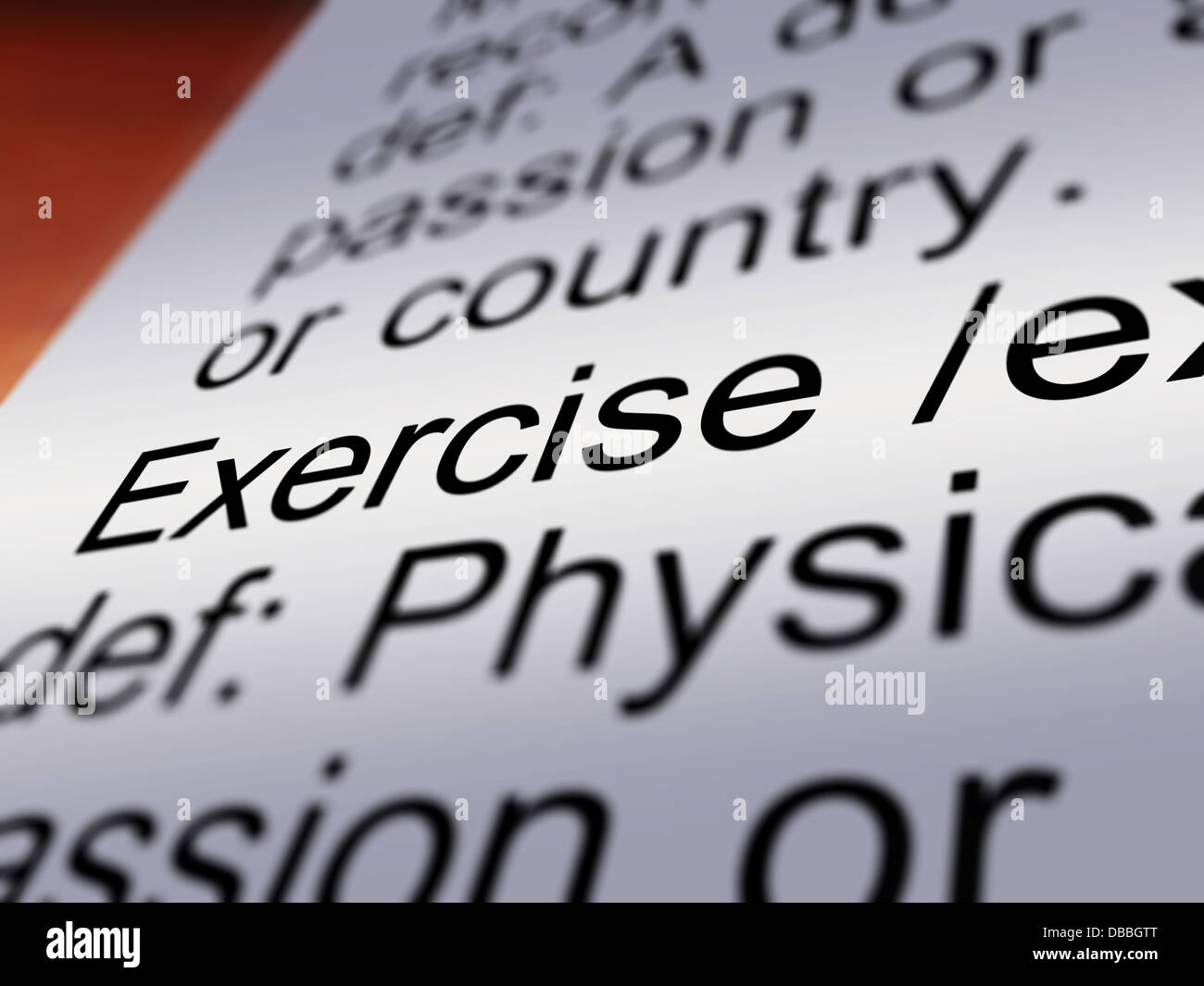 Exercise Definition Closeup Showing Fitness Or Activity Stock Photo - Alamy