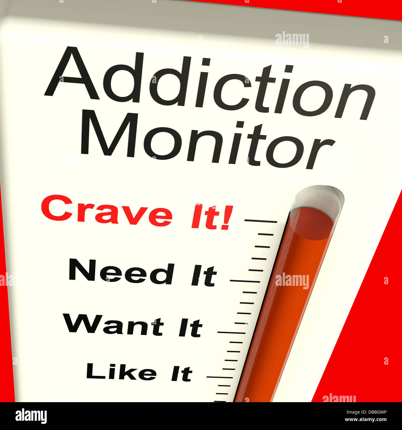 Addiction Monitor Shows Craving And Substance Abuse Stock Photo - Alamy