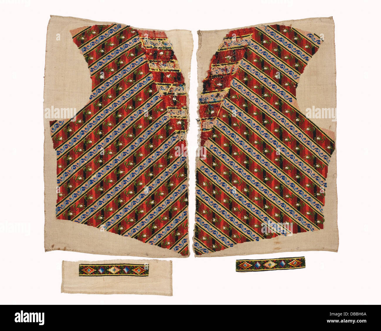 These uncut panels are part of a man's vest, showcasing the textile ...