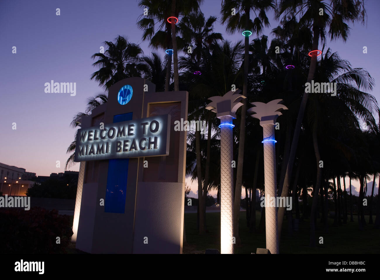 WELCOME TO MIAMI BEACH SIGN MIAMI BEACH FLORIDA USA Stock Photo - Alamy