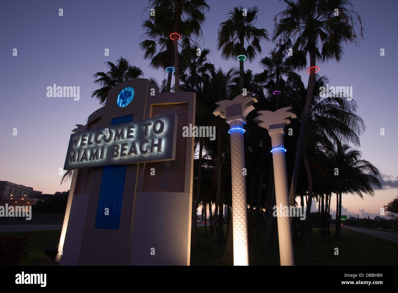 WELCOME TO MIAMI BEACH SIGN MIAMI BEACH FLORIDA USA Stock Photo - Alamy