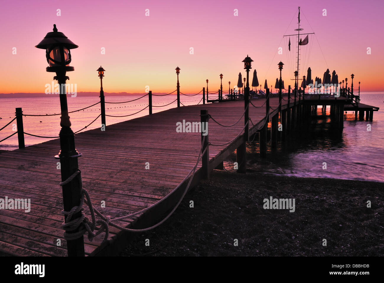 Lighted sea bridge at dusk hi-res stock photography and images - Alamy