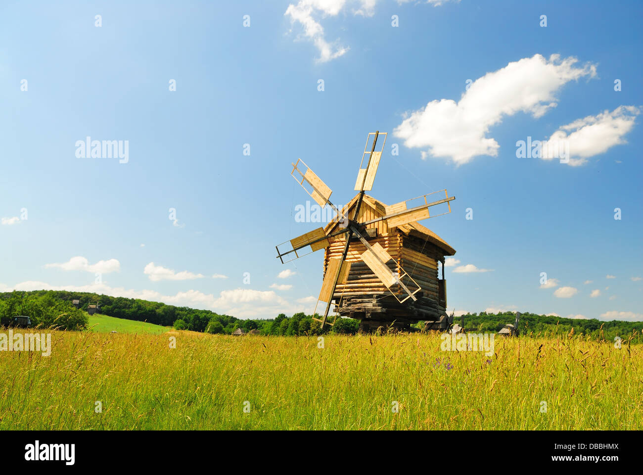 Old ukrainian windmill in museum "Pirogovo Stock Photo - Alamy