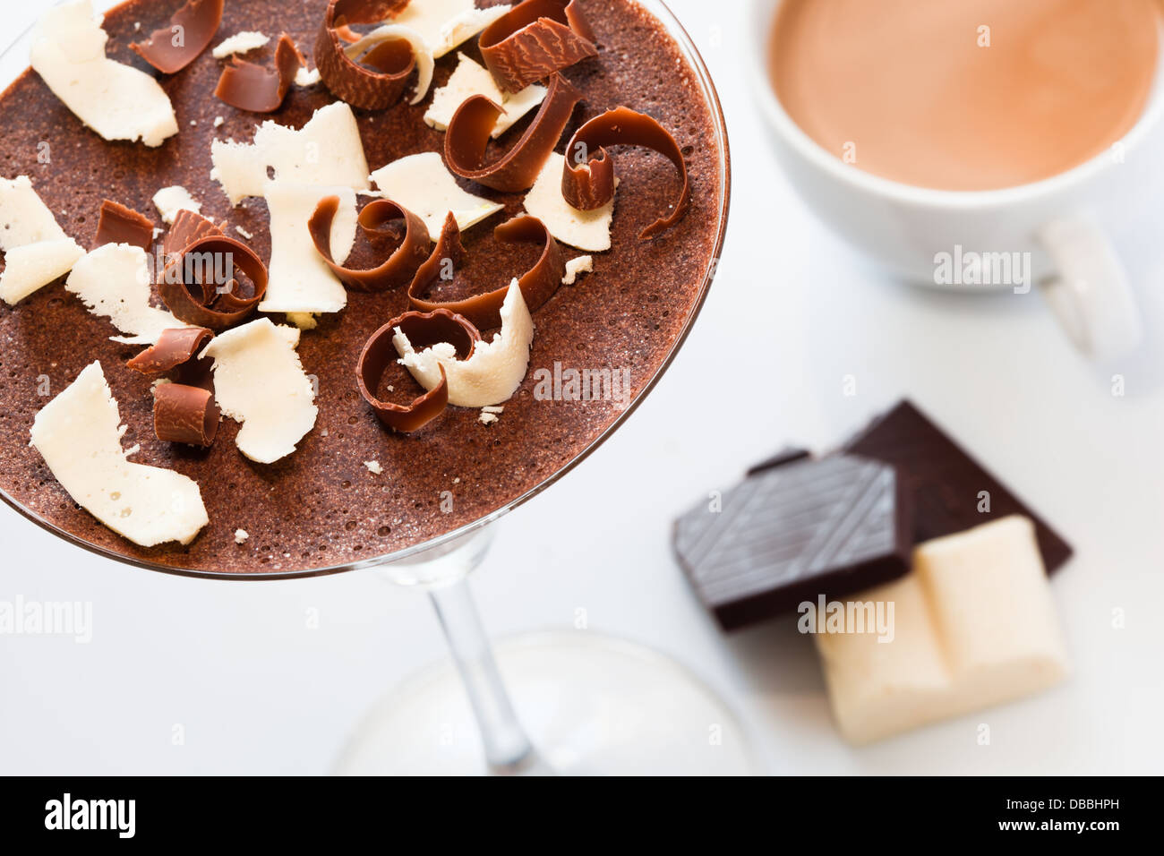 Chocolate mousse dessert on white background Stock Photo - Alamy