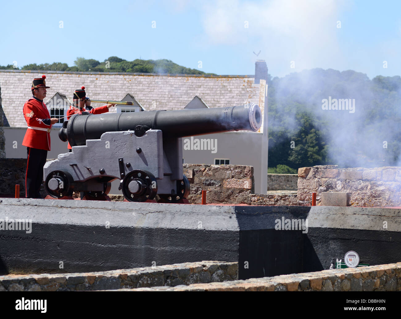 Firing of the Noon Gun at Castle Cornet in St Peter Port, Guernsey ...