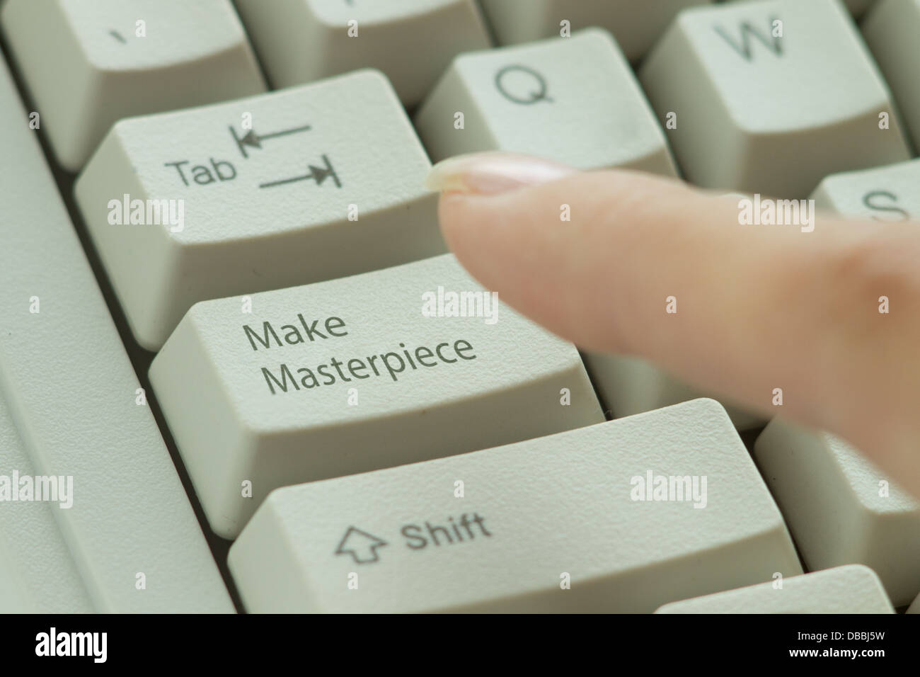 woman press key "Make Masterpiece" on white keyboard Stock Photo - Alamy