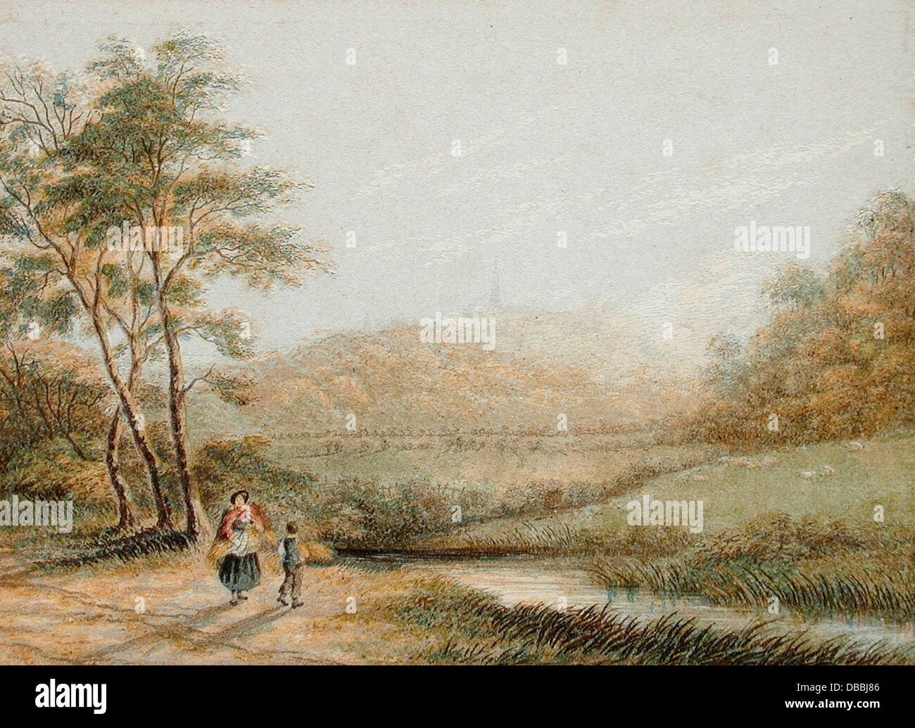 A landscape painting depicting the view from Harrow-on-the-Hill ...