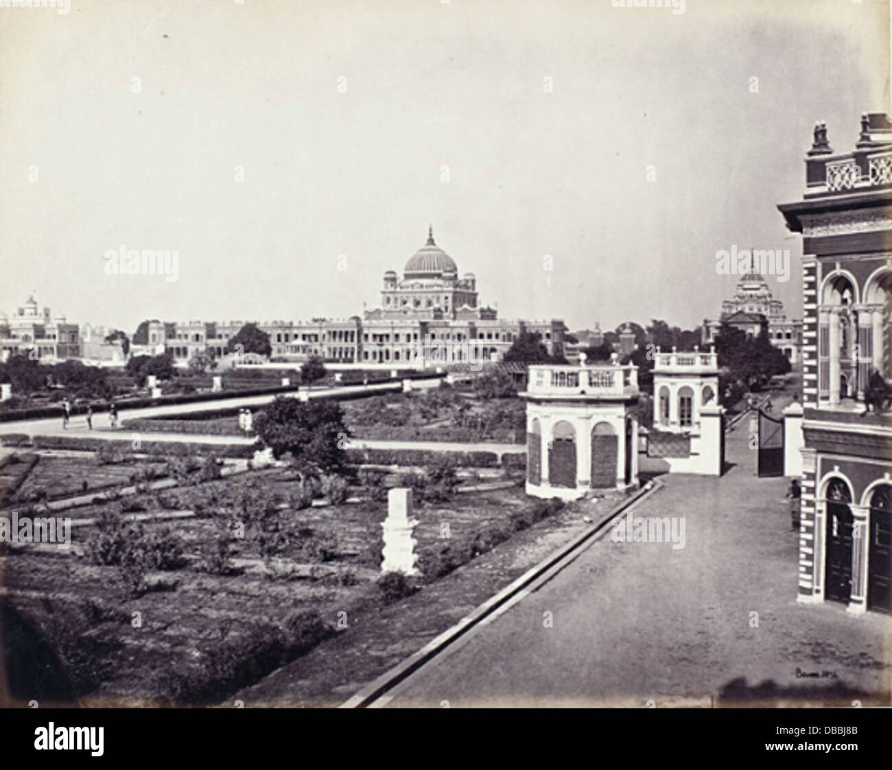 This painting represents a view of the Qaisar Bagh Palace, a notable ...