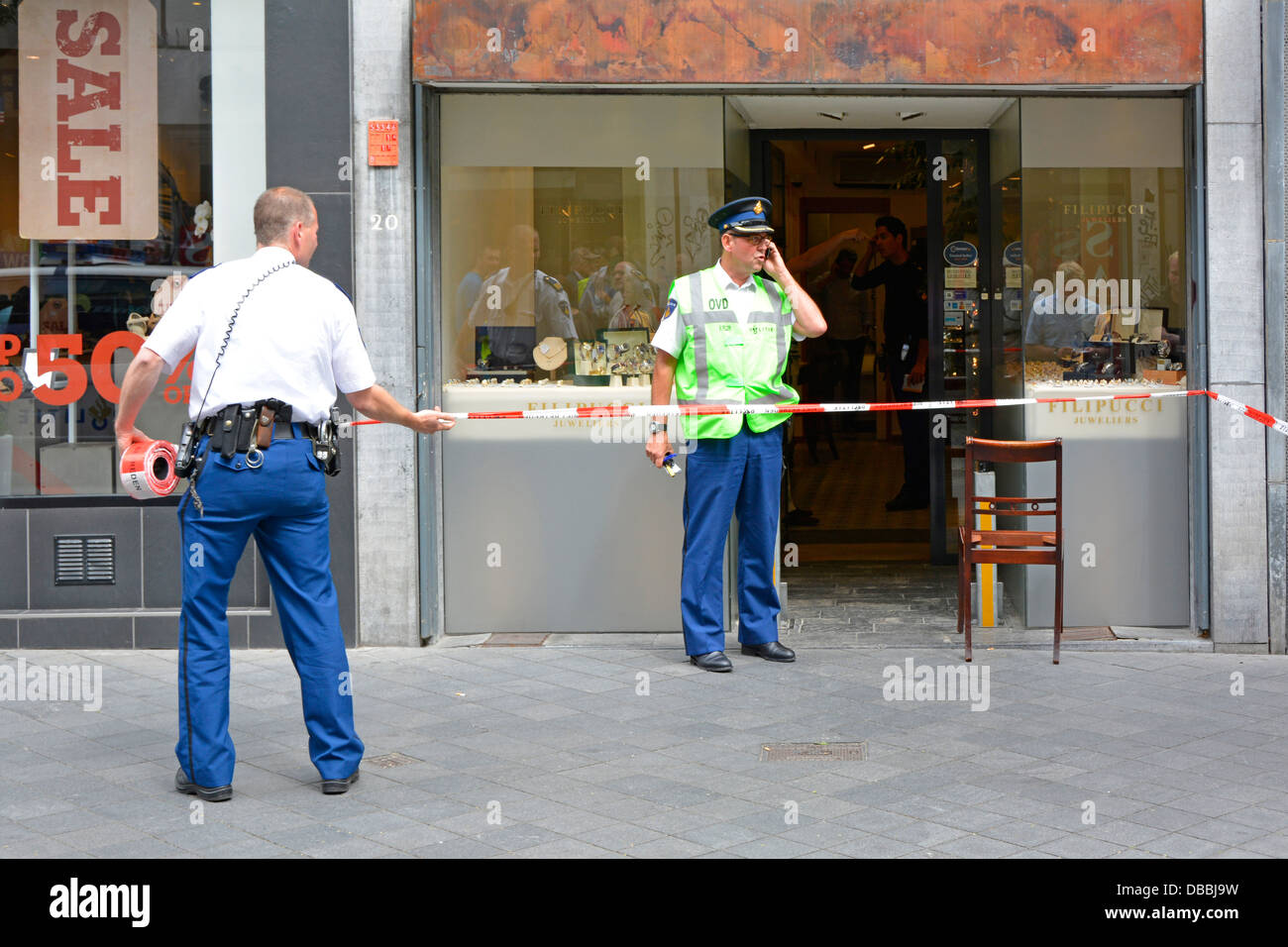 Maastricht Dutch police cordon off crime scene at Filipucci jeweller ...