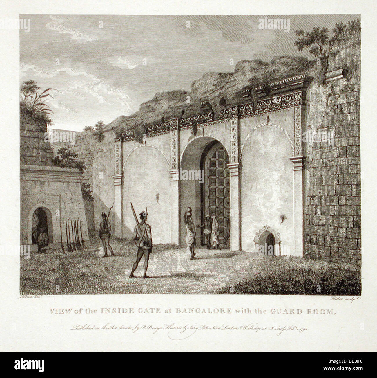 A depiction of the interior gate at Bangalore in Mysore, showcasing ...