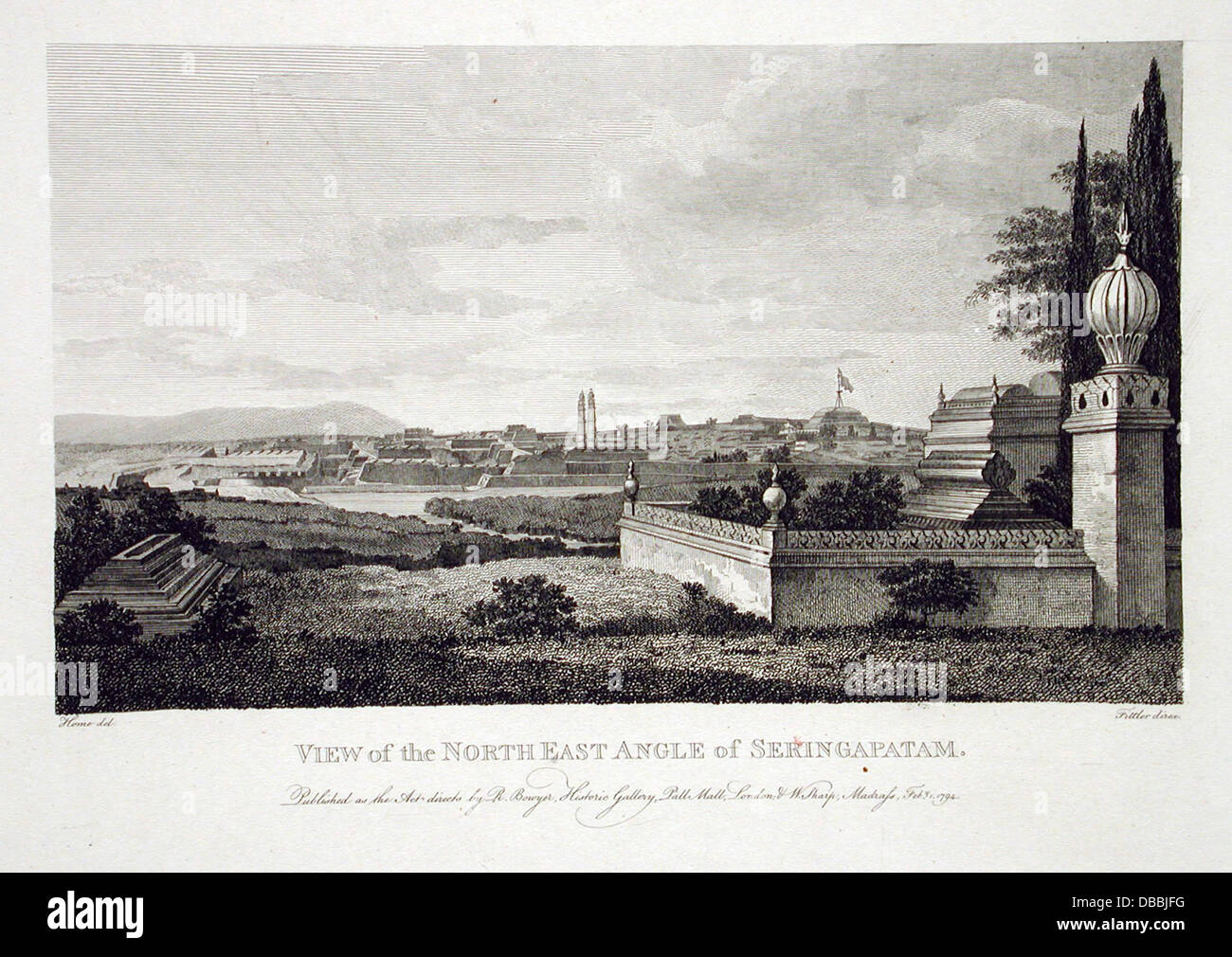 A painting depicting the northeast angle of Seringapatam, providing a ...