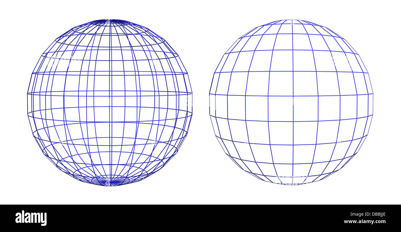 wire frame of two spheres isolated on white background Stock Photo - Alamy