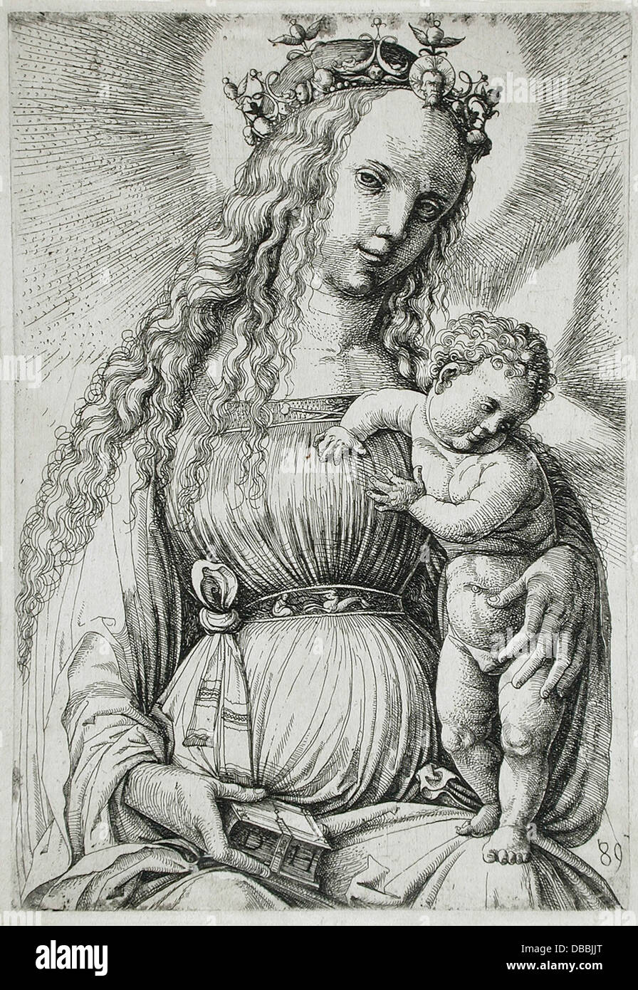 A religious depiction of the Virgin Mary and Child, with the Child ...