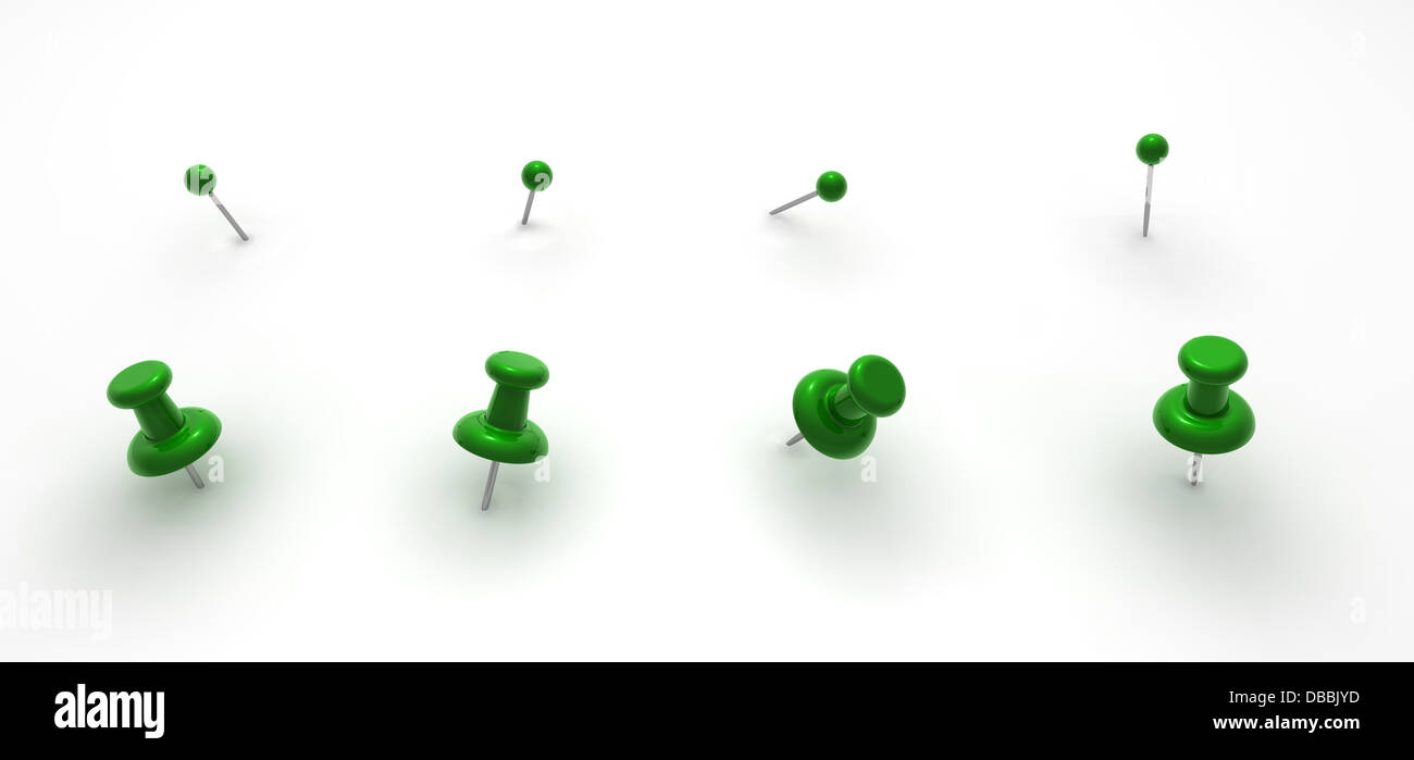 Green push pins for your design Stock Photo - Alamy