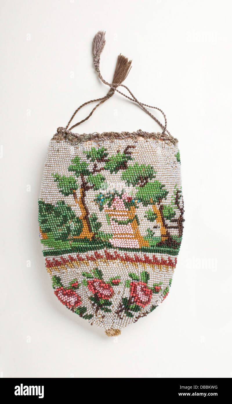 A woman's bag (reticule) from the 18th century, showcasing the fashion ...