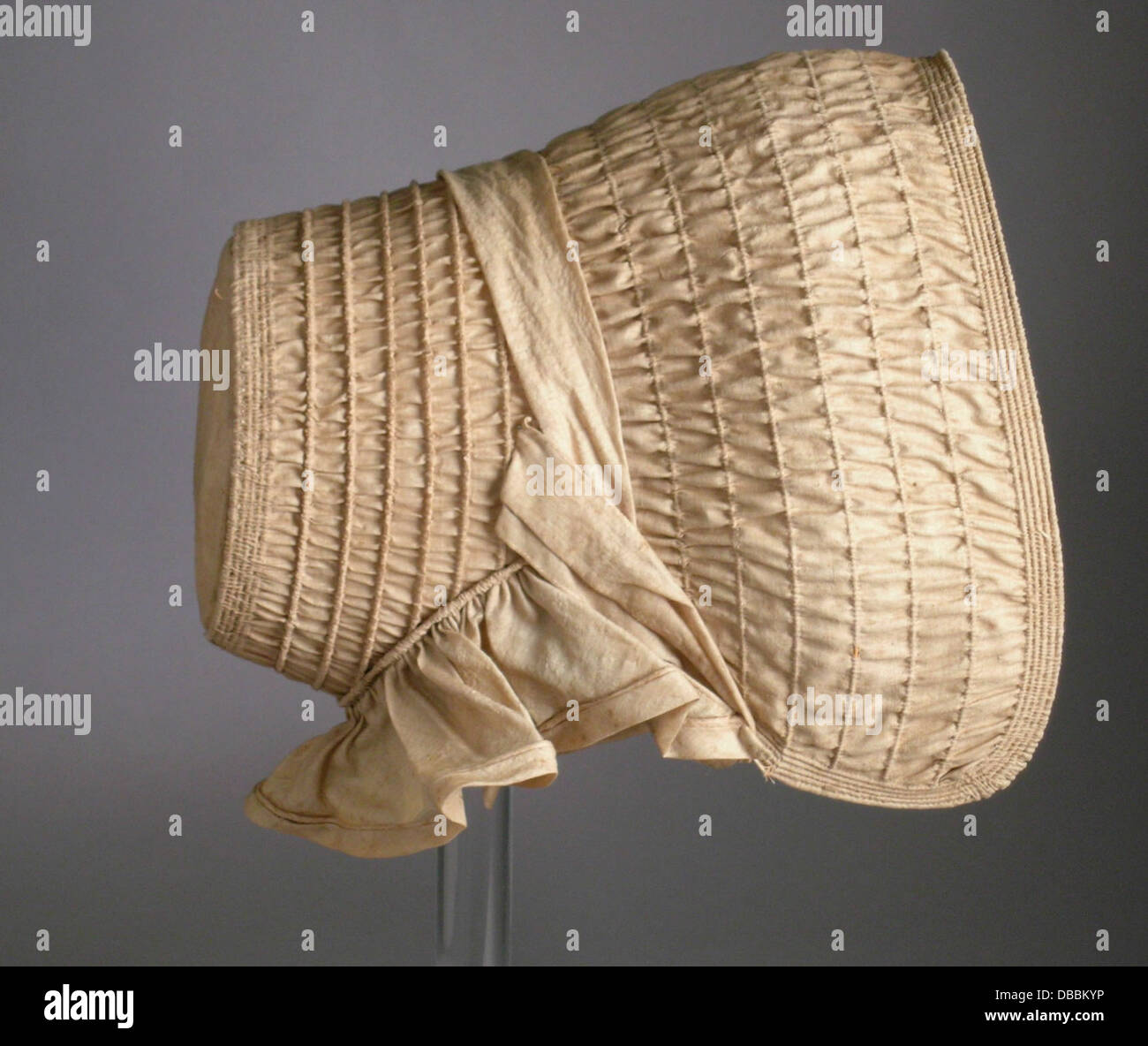 This woman's bonnet is a historical piece of fashion, demonstrating the ...