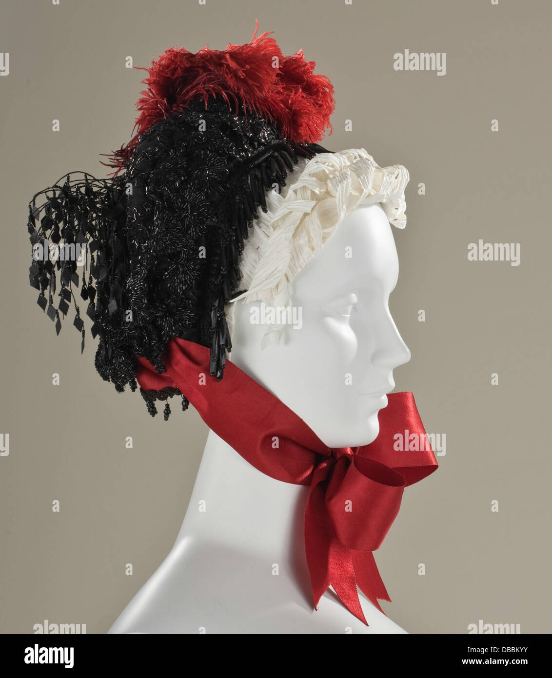 This woman's bonnet is a historical fashion accessory, demonstrating ...