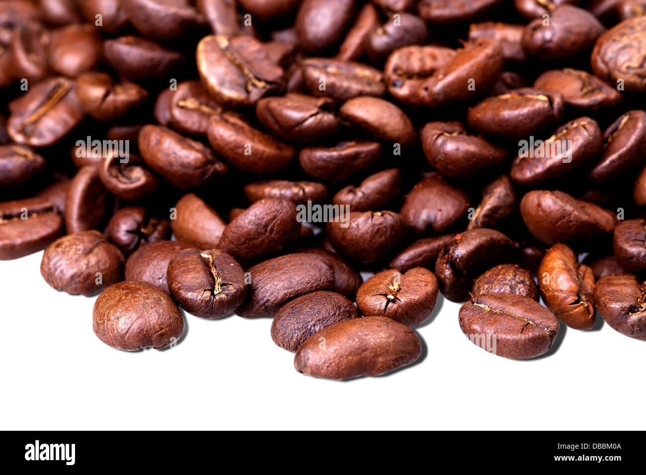 Closeup of coffee beans. Coffee bean on macro ground coffee background ...