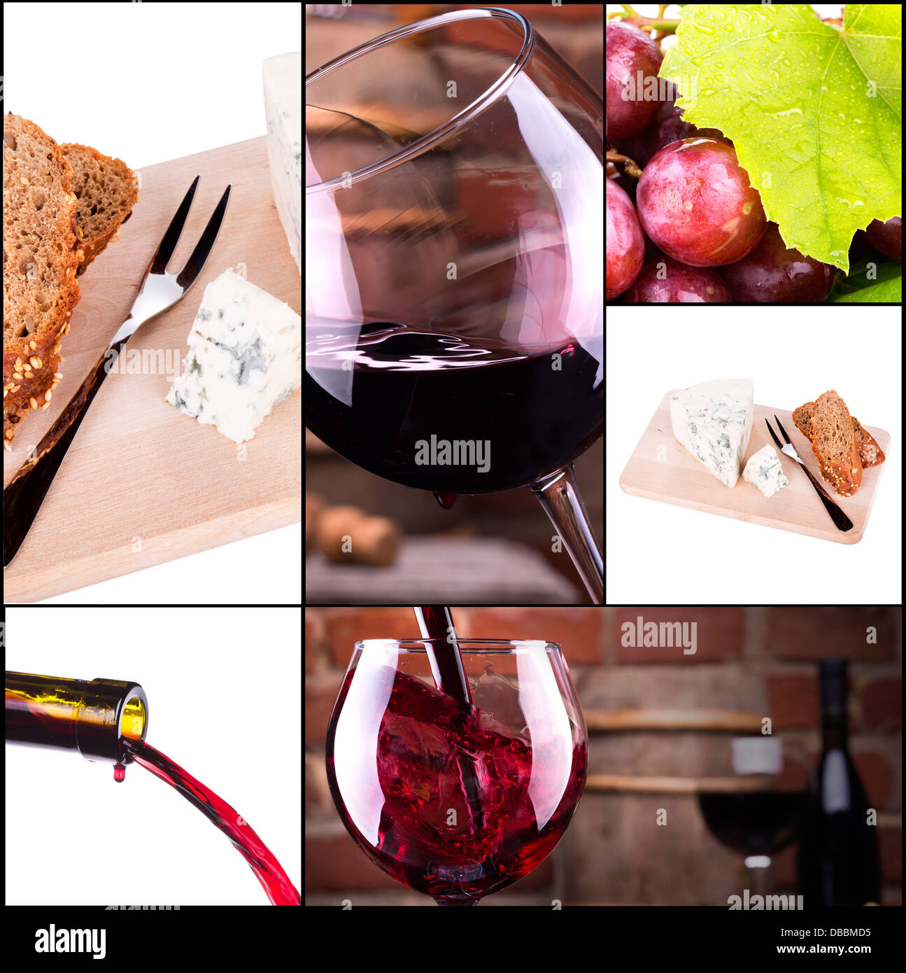 wine collage with barrel, bottle, wineglasses, grape Stock Photo - Alamy