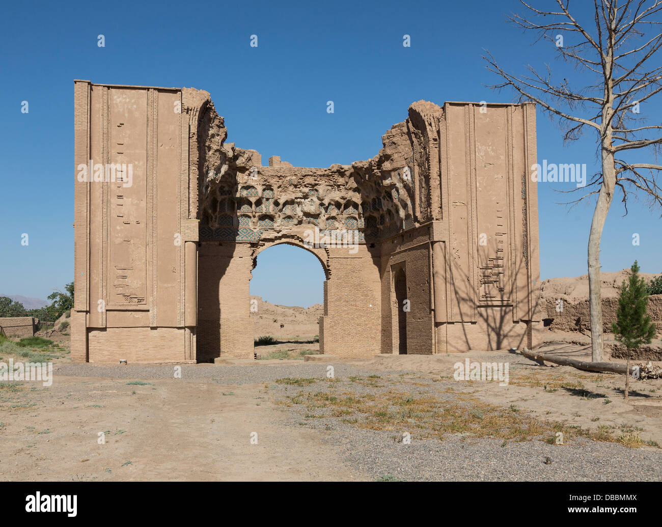 ayvan of the madrasa of the malik of Zuzan, Khurasan, Iran Stock Photo ...