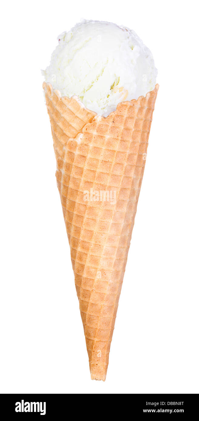 tasty ice cream scoop in cone isolated on a white background Stock ...