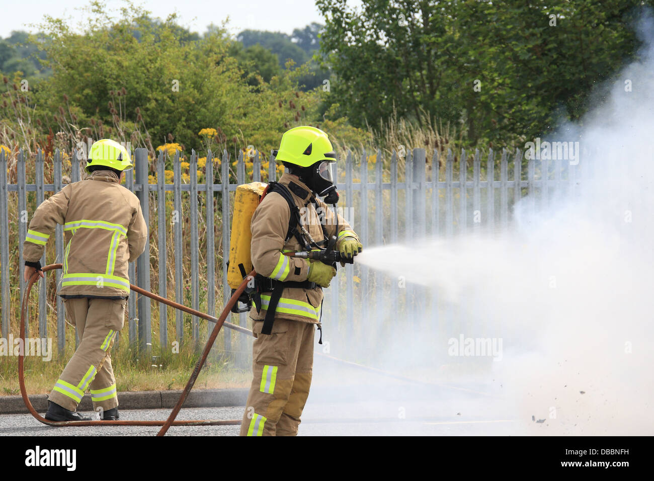 A 1970's Volkswagen Camper Van is destroyed by fire at North Weald ...