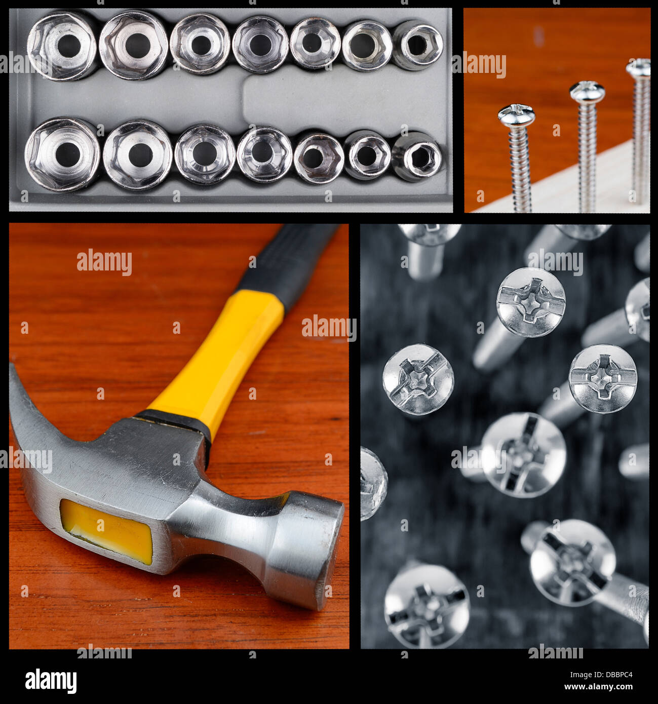 Carpentry construction hardware tools collage hi-res stock photography ...