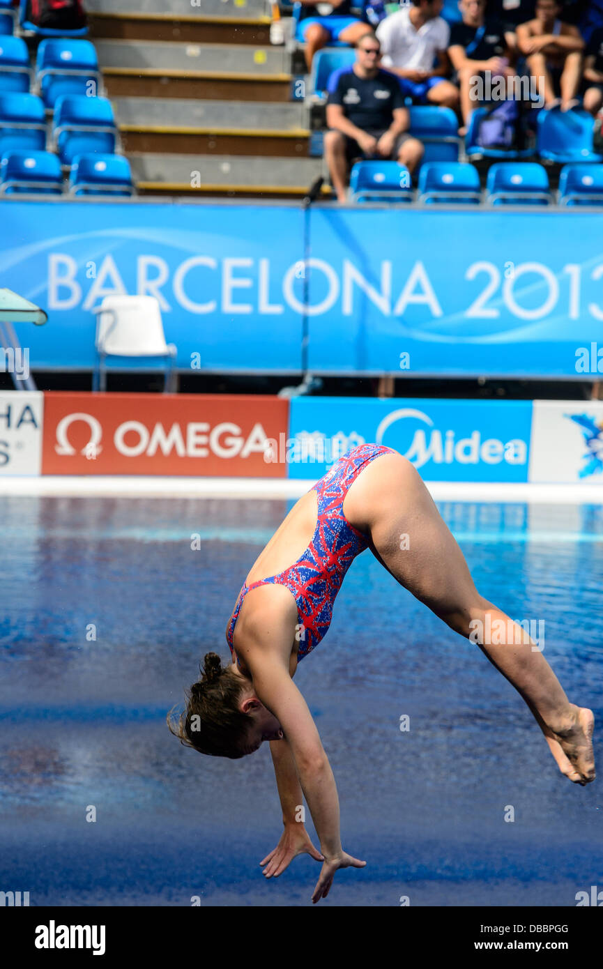 Barcelona, Spain. 27th July 2013: Britain's Hannah Starling warms up ...