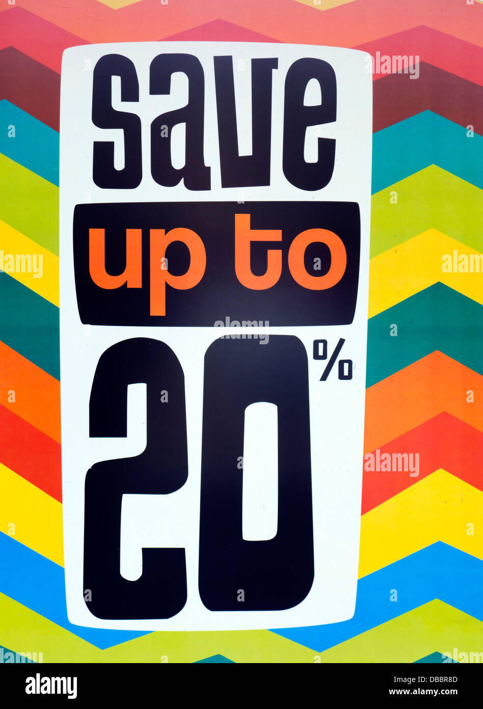 save up to 20 percent sale sign Stock Photo - Alamy