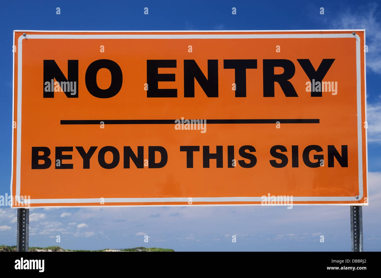 orange and black no entry beyond this sign sign Stock Photo - Alamy