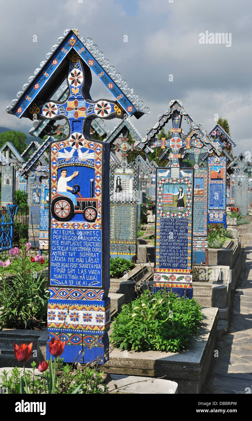 Merry Cemetery, Sapanta, Maramures, Romania Stock Photo - Alamy