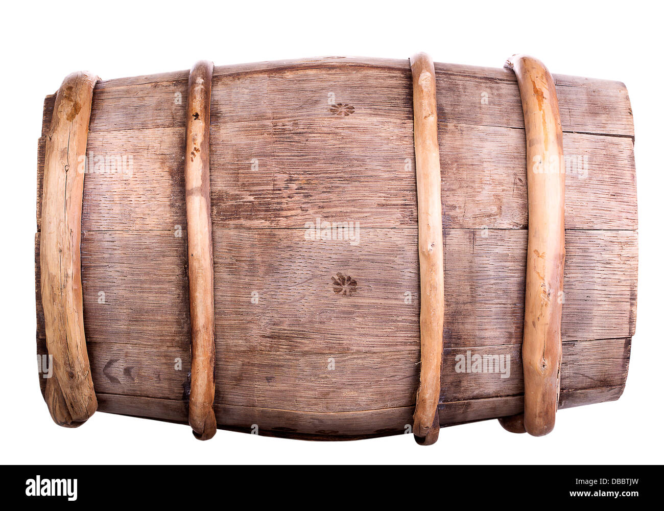 Big old wine barrel, isolated on white background Stock Photo - Alamy