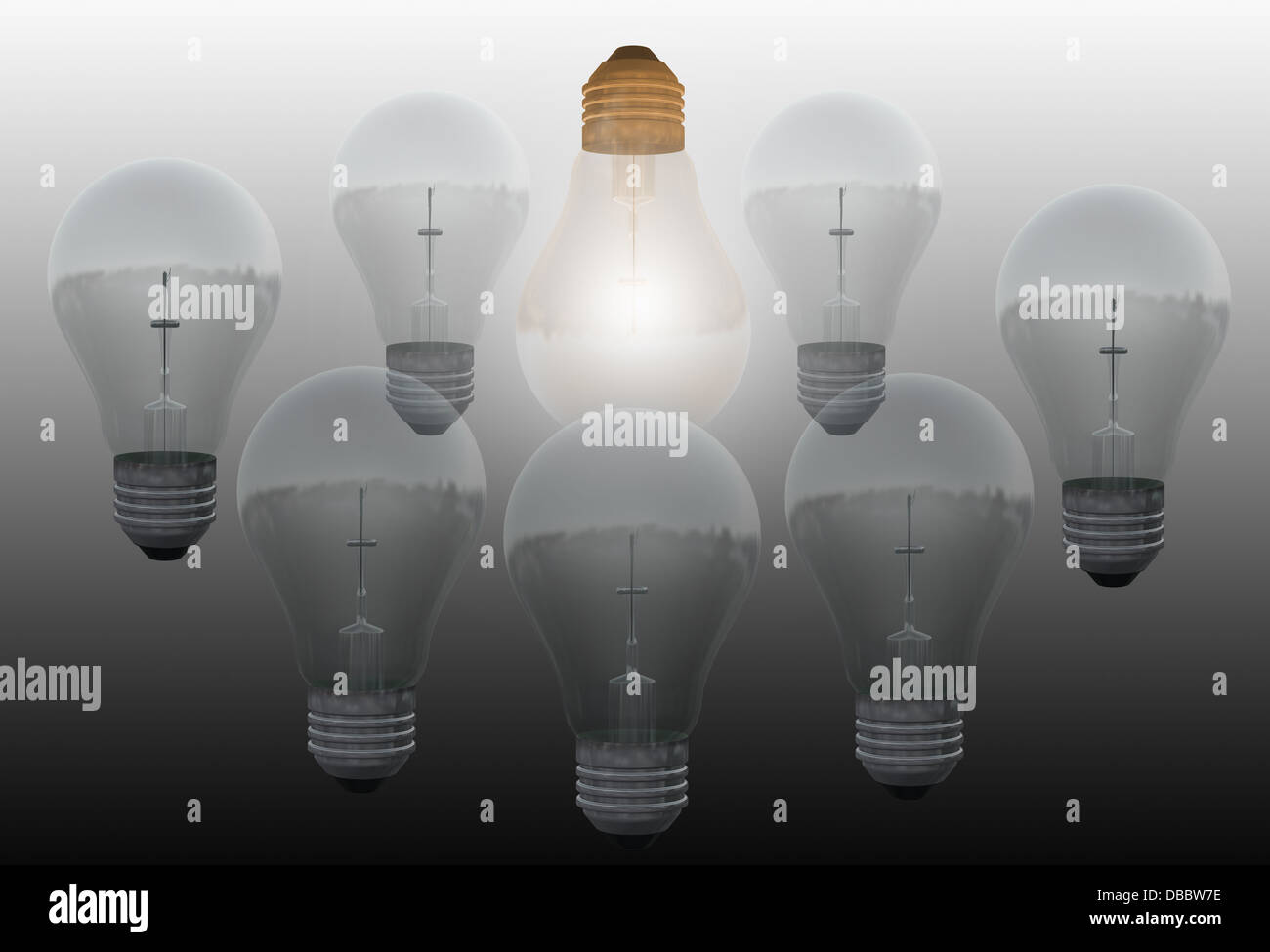 One glowing bulb which illustrates "standing out from the others Stock ...