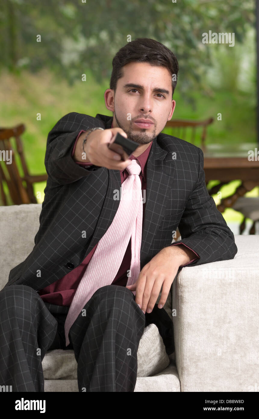 Remote control man pointing hi-res stock photography and images - Alamy